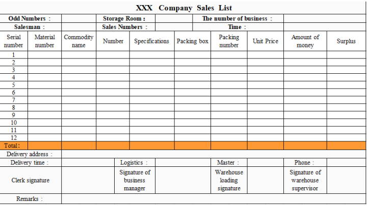 EXCEL of Sales record sheet-Warehouse record.xls | WPS Free Templates